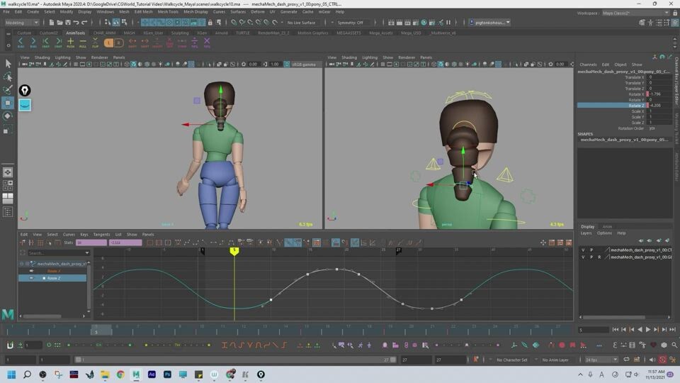 女性のウォークサイクルアニメーション（2) | CGWORLD ONLINE ACADEMY