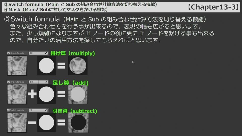【Chapter13-3】 「（3）Switch formula（BtyA と BtyB の組み合わせ計算式切り替え機能）」 「（4）Mask ...